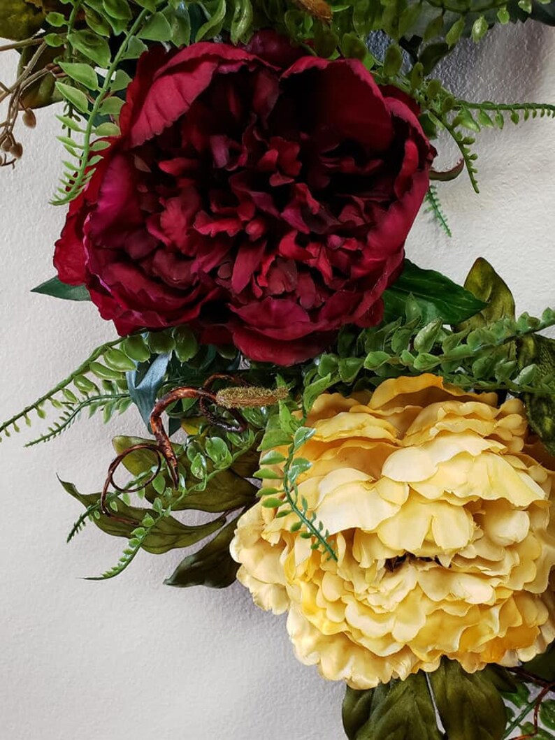 Fall Hydrangea and Peony Wreath Grapevine Wreath for Front - Etsy