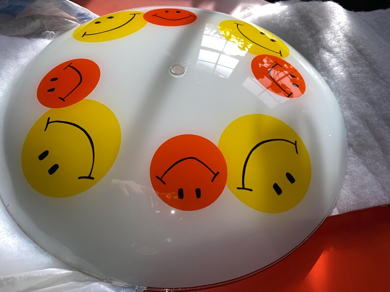 1970s RARE Smiley Face Glass Light Bright Orange Yellow Coloring - Etsy
