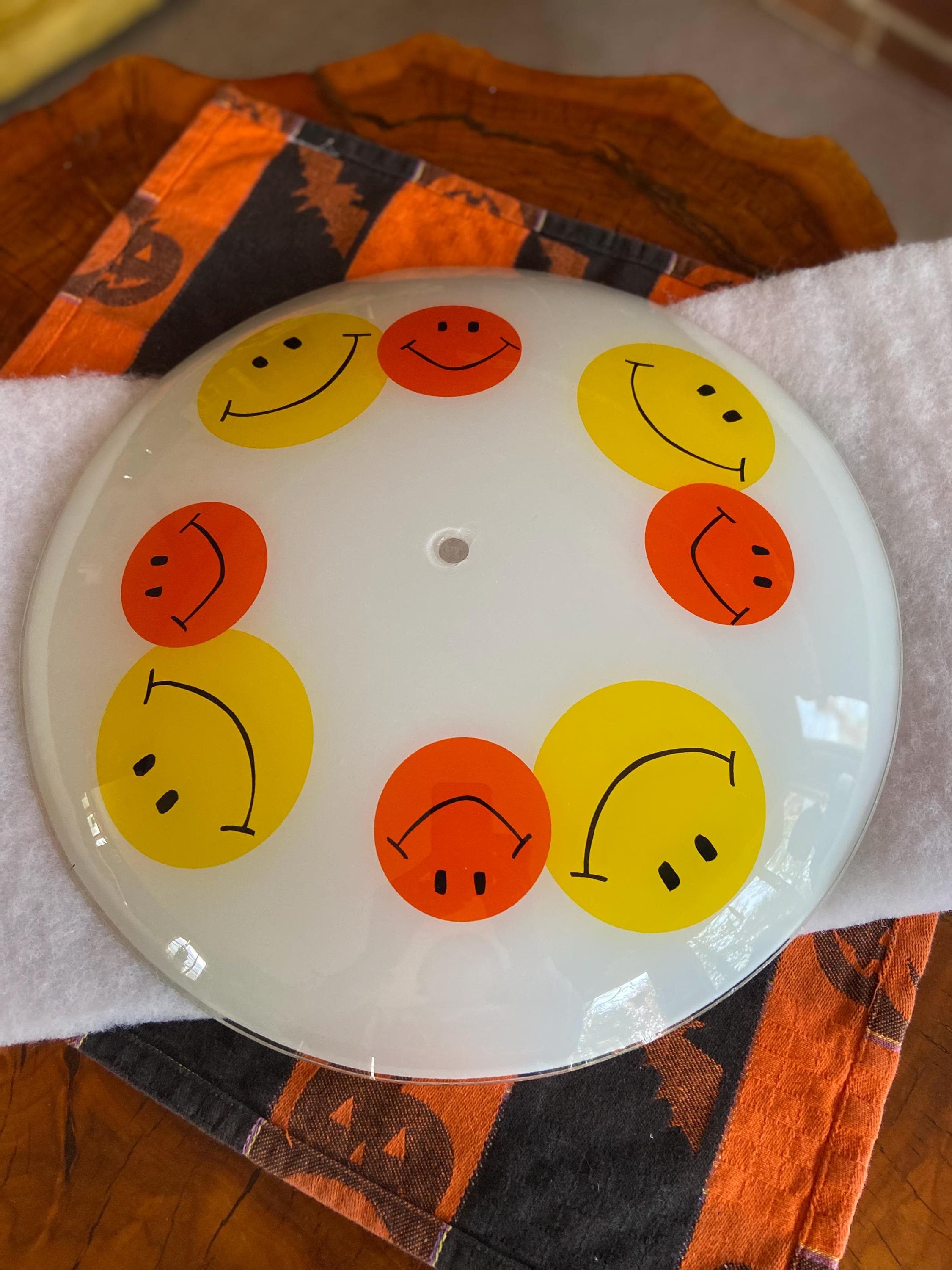 1970s RARE Smiley Face Glass Light Bright Orange Yellow Coloring - Etsy