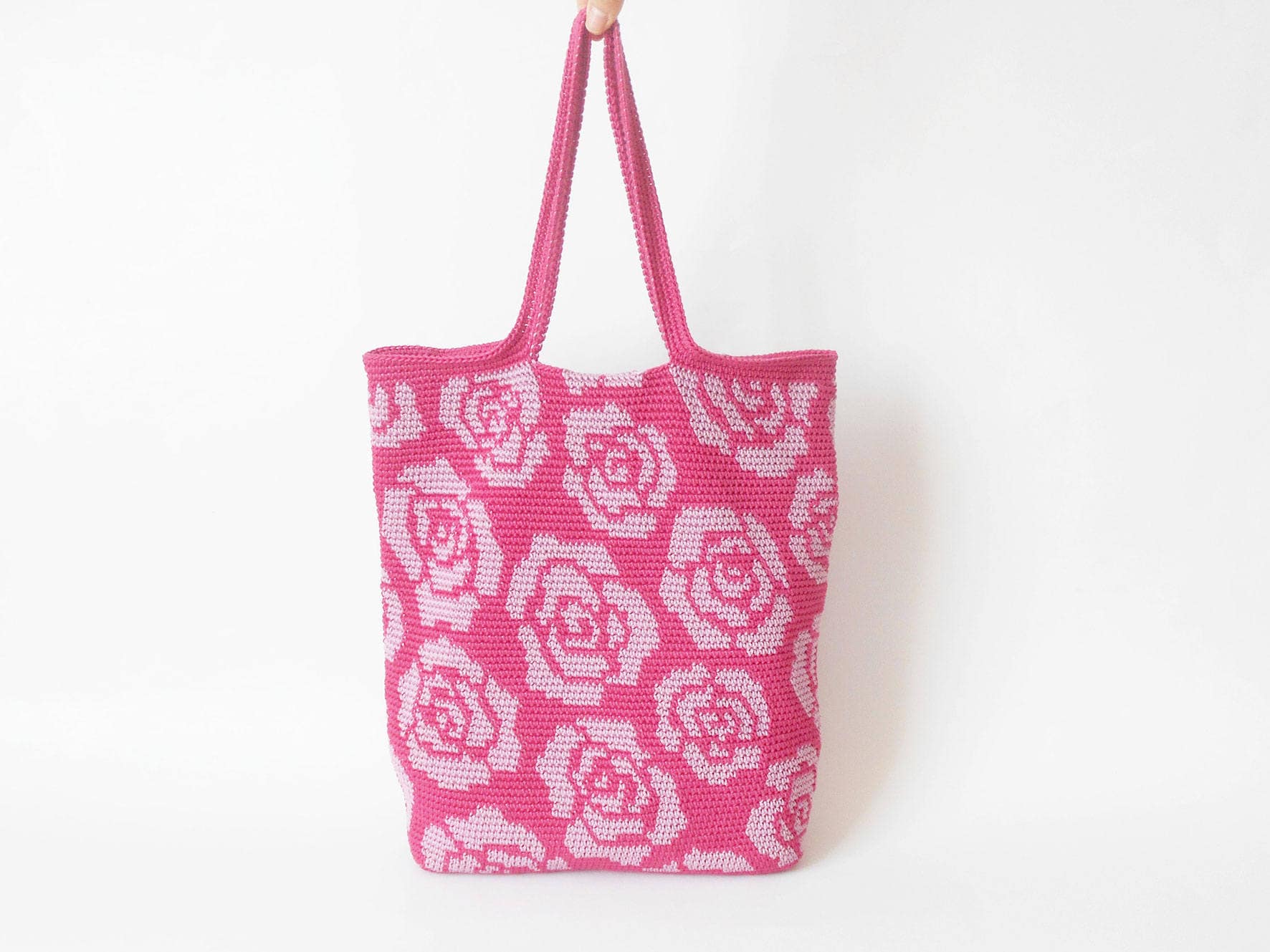 Crochet pattern for roses tote. Practice tapestry crochet to | Etsy