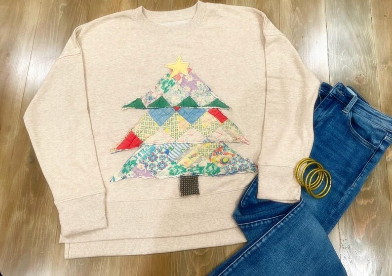 Quilted Christmas Tree Sweatshirt - Etsy