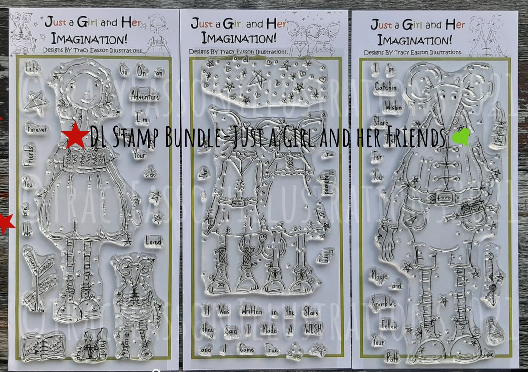 Stamp Bundle-just a Girl and Her Friends-tracy Easson Illustrations ...