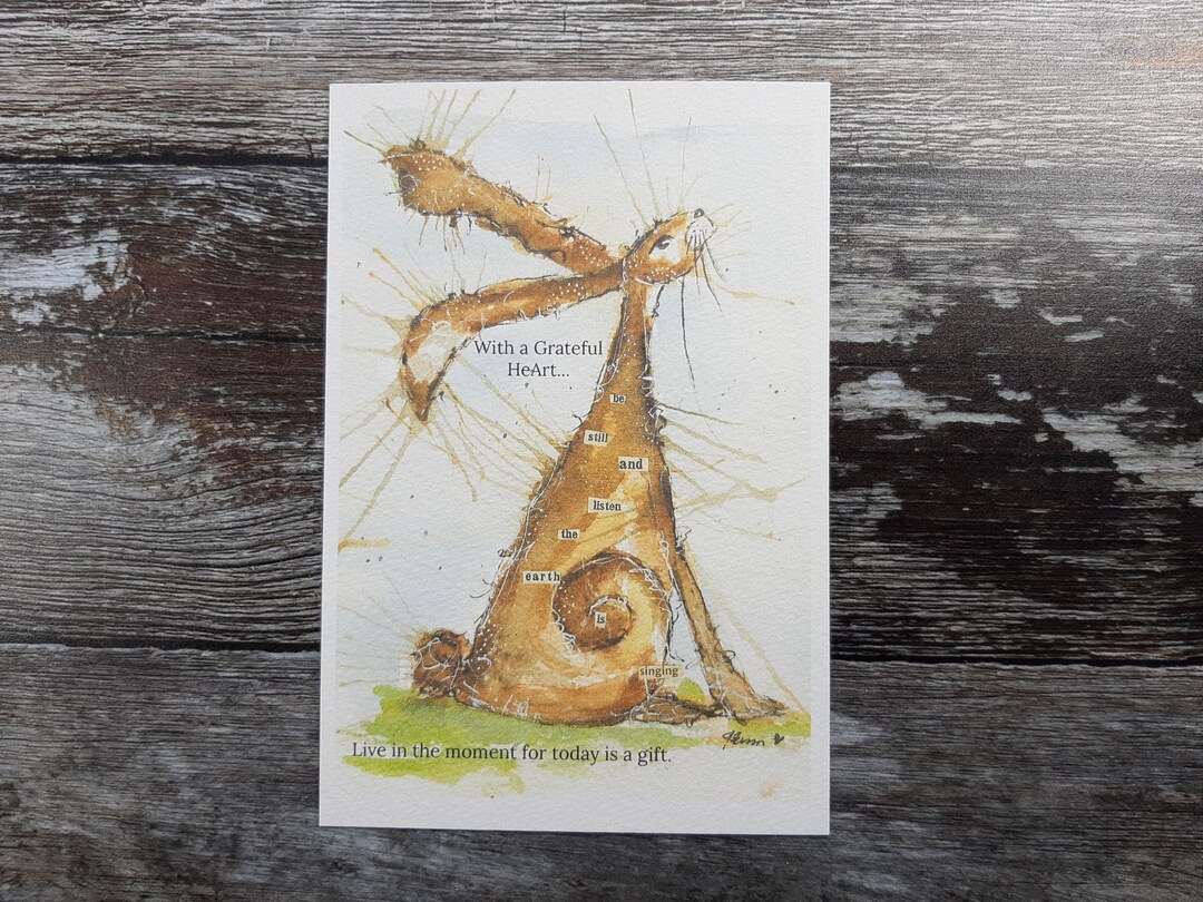 Illustrated Hare Postcard-inspirational Quote-animal Illustration-by ...
