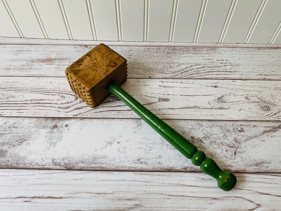 Vintage Kitchen Mallet Mallet With Green Wood Handle Dual - Etsy