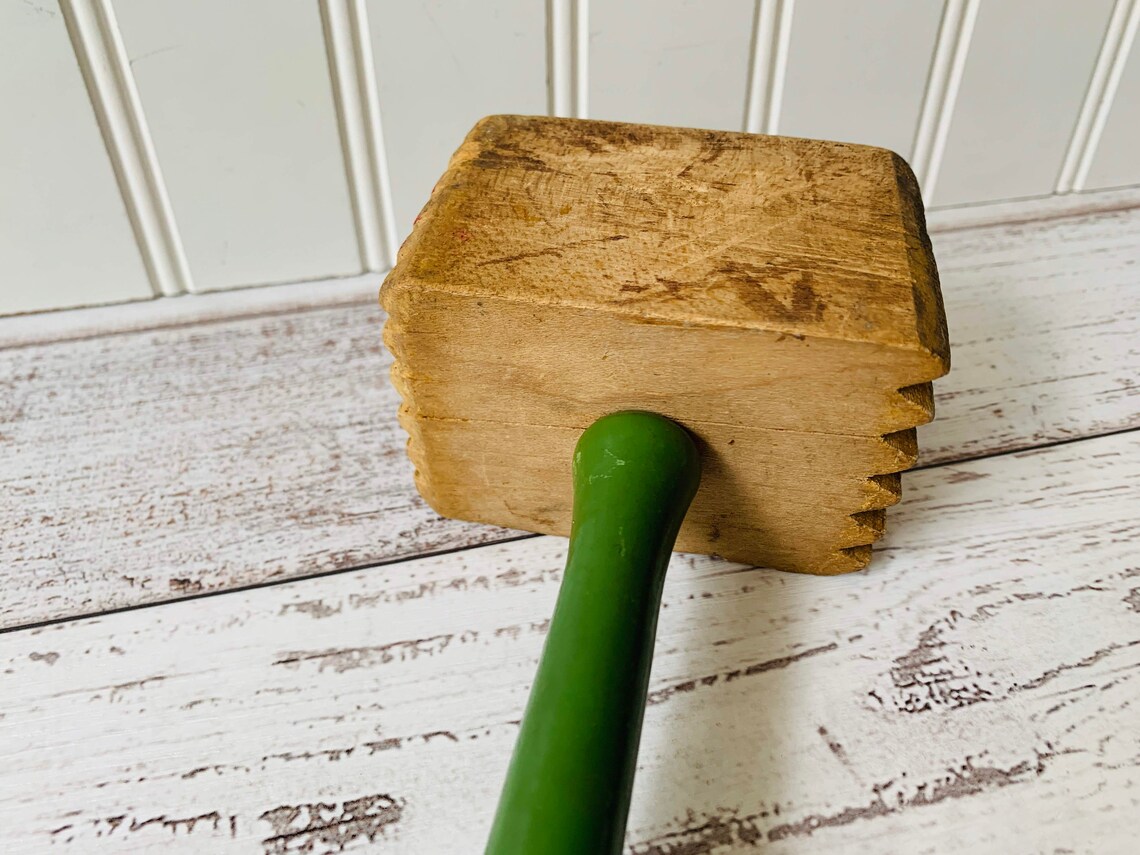 Vintage Kitchen Mallet Mallet With Green Wood Handle Dual - Etsy