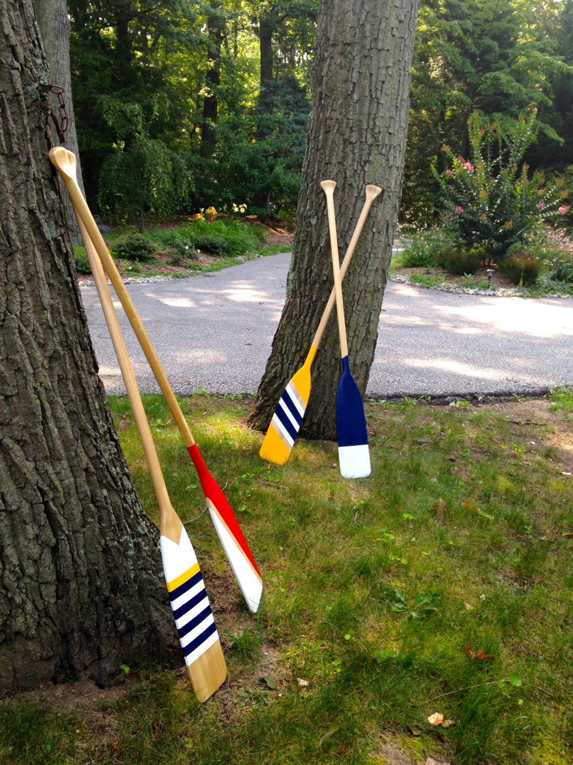 Hand-painted Wooden Paddle signal Nautical Red & White - Etsy