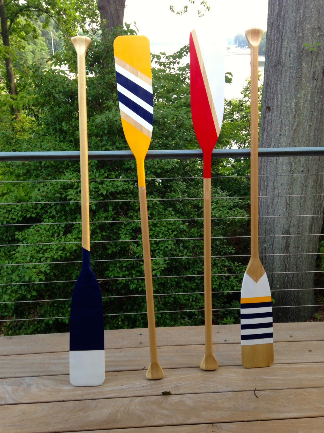 Hand-painted Wooden Paddle signal Nautical Red & White - Etsy