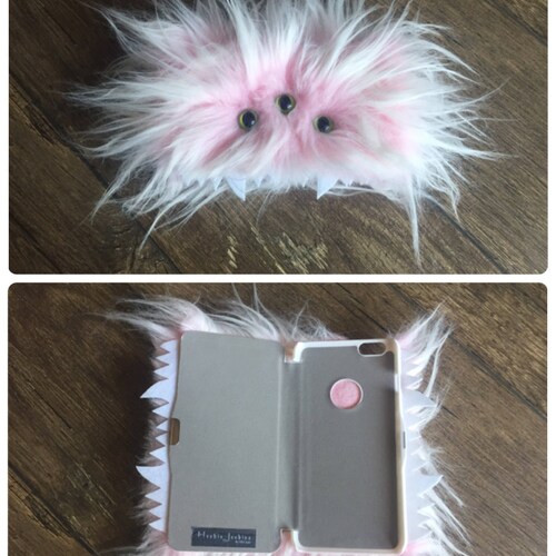 Heebie Jeebie Black Furry Phone Flip Case Iphone/android - Etsy