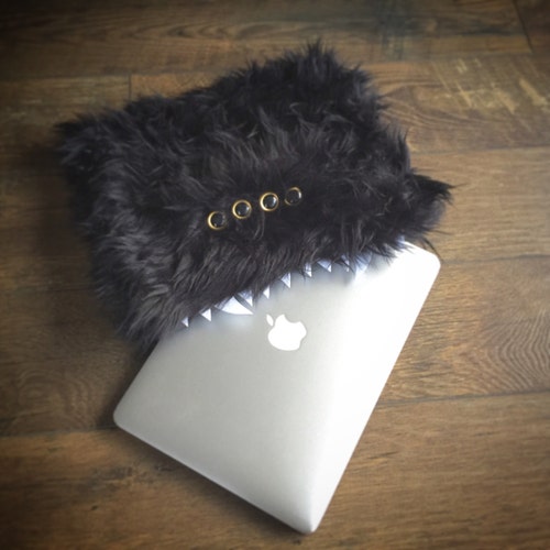 Furry Black Monster Laptop Sleeve - Etsy