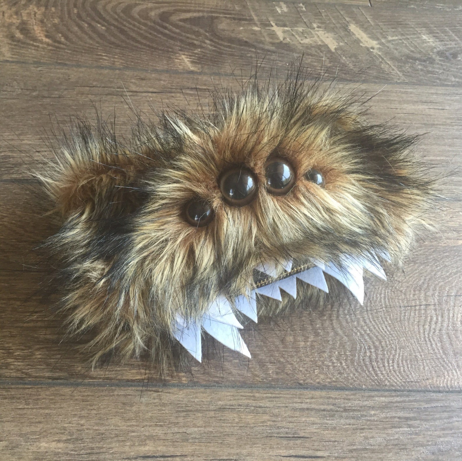 Heebie Jeebie Brown Furry Zipper Wallet Clutch - Etsy