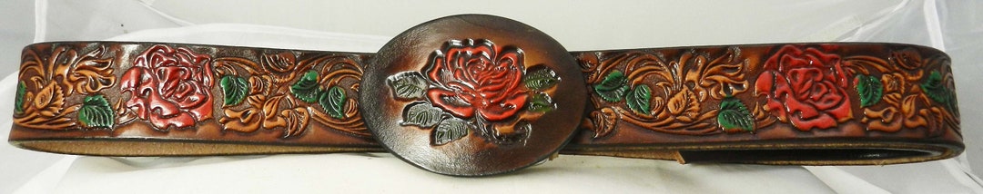 ROSES BELT & BUCKLE Set Includes Matching Leather Rose Buckle. - Etsy