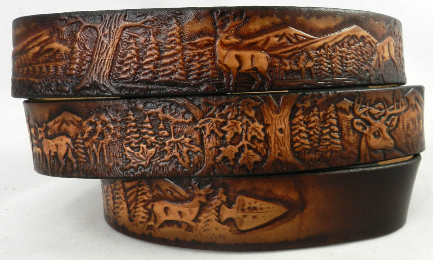 Leather Belt BT110 Deer Scene Design 1 1/2 Wide - Etsy