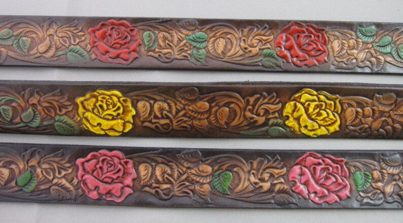 Leather Belt Painted Roses BT931. Belt is 1 1/2 Wide - Etsy