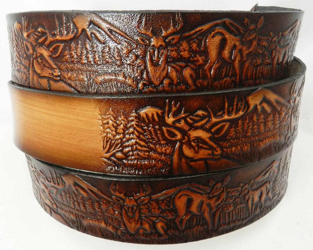 Name Belt Deer Scene NBT110 - Belt is 1 1/2" Wide - Includes Name in ...
