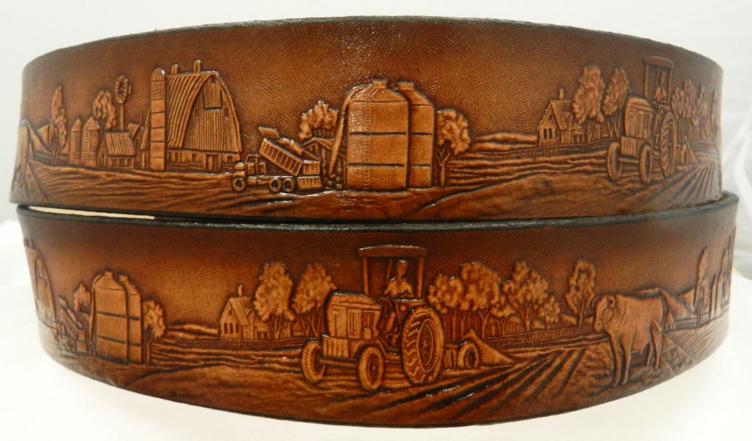 Leather Farm Scene Belt. BT114 - 1 1/2" Wide Includes Removable Utility ...