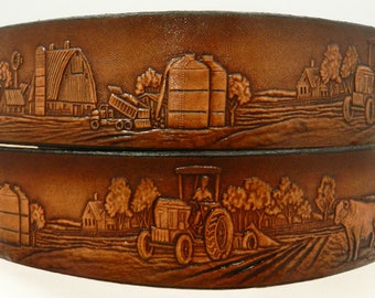 Leather Belt With Farm Scene - Etsy