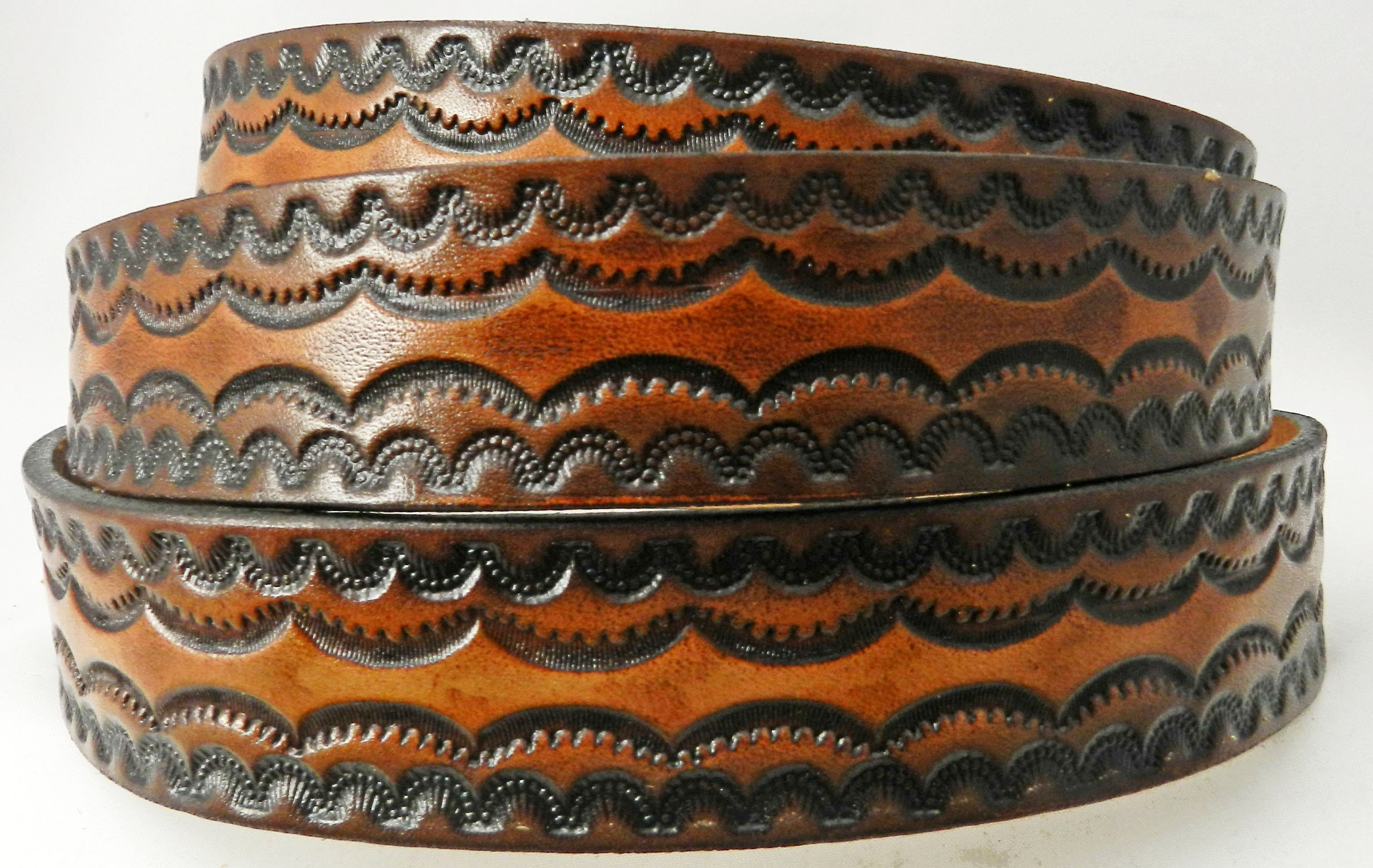 Leather Belt BT542 Double Border Design 1 1/2 Wide | Etsy