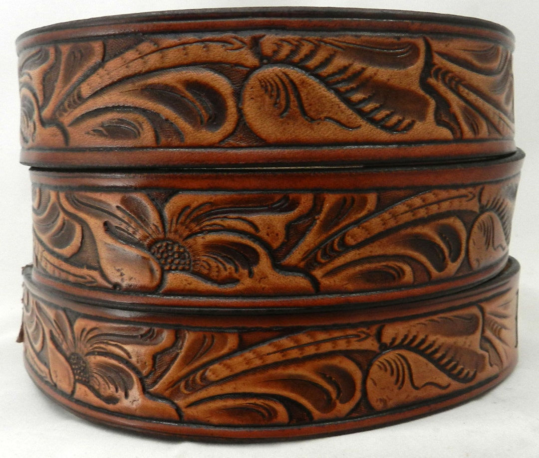 Leather Belt BT929 Western Scroll Design. 1 1/2 Wide, Includes ...