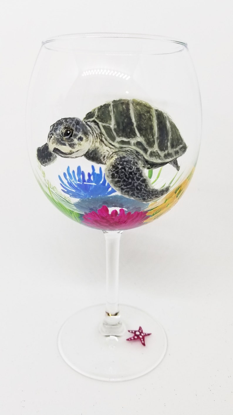 Hand Painted Sea Turtle Kemp's Ridley Sea Turtle Nature Beach Ocean ...