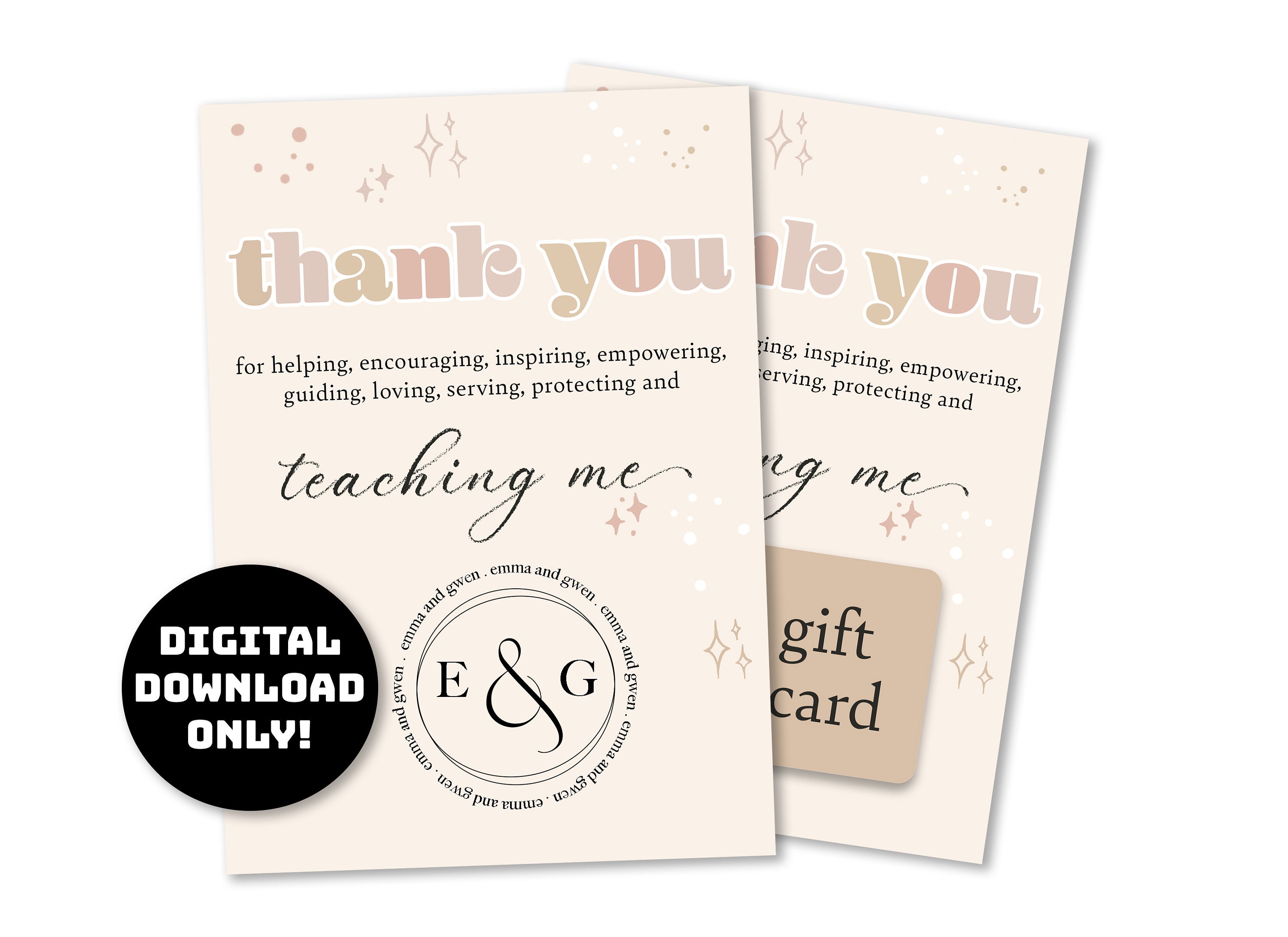 Thank You Card for Teachers Printable, Printable Teacher Card, Teacher ...