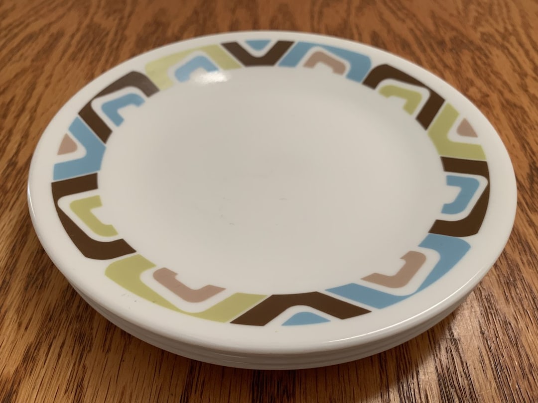 Retro Corelle Vitrelle Squared Pattern Bread and Butter Plates ~ Set of ...