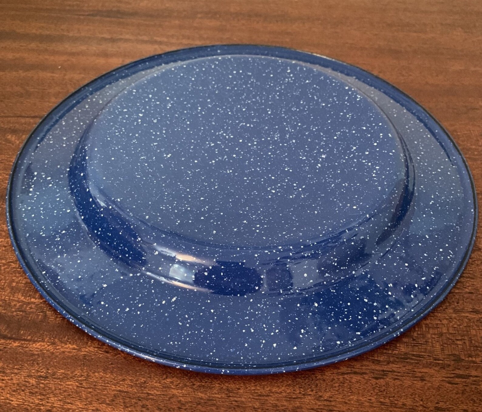 Blue With Speckle White Enamel Set ~ Plate and 3 Bowls - Etsy