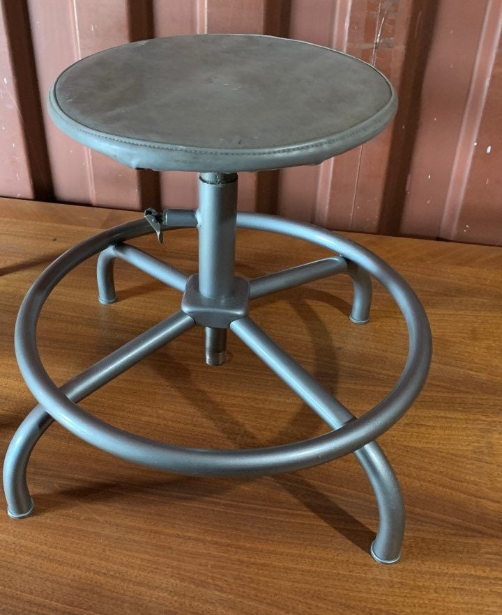 1960 s Vintage Industrial Metal Stool Drafting Swivel Stool shipping is Not Free Etsy Canada