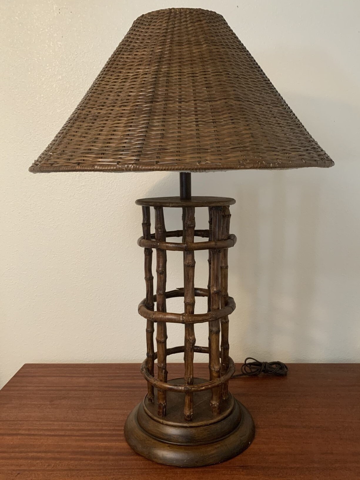 Mid Century Modern Rattan Bamboo Wicker Table Lamp - Etsy