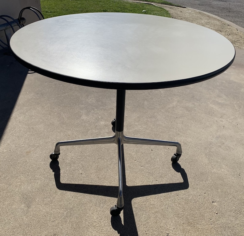 Vintage Eames Herman Miller Pedestal Table on Wheels (shipping is NOT ...