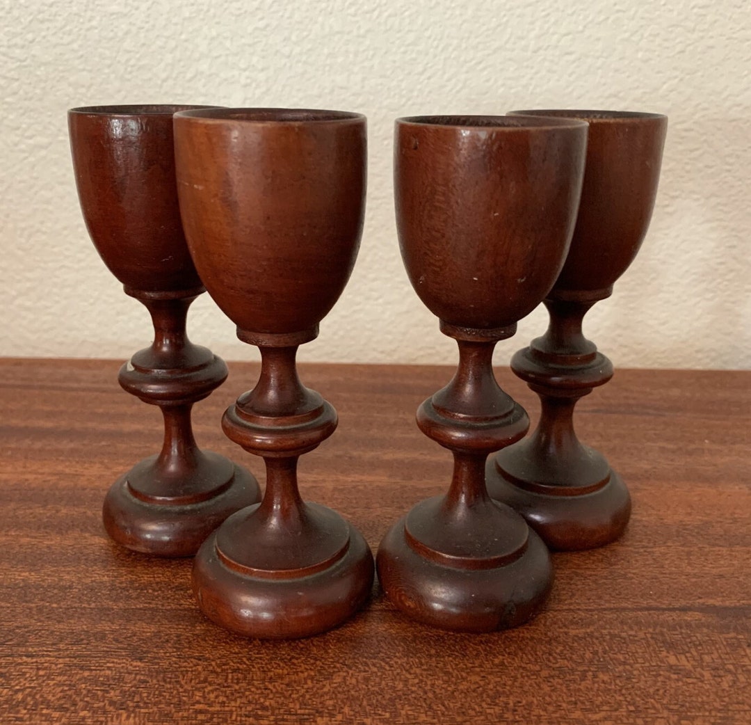 Vintage Mid Century Wooden Goblets Chalices - Set of 4 - Etsy