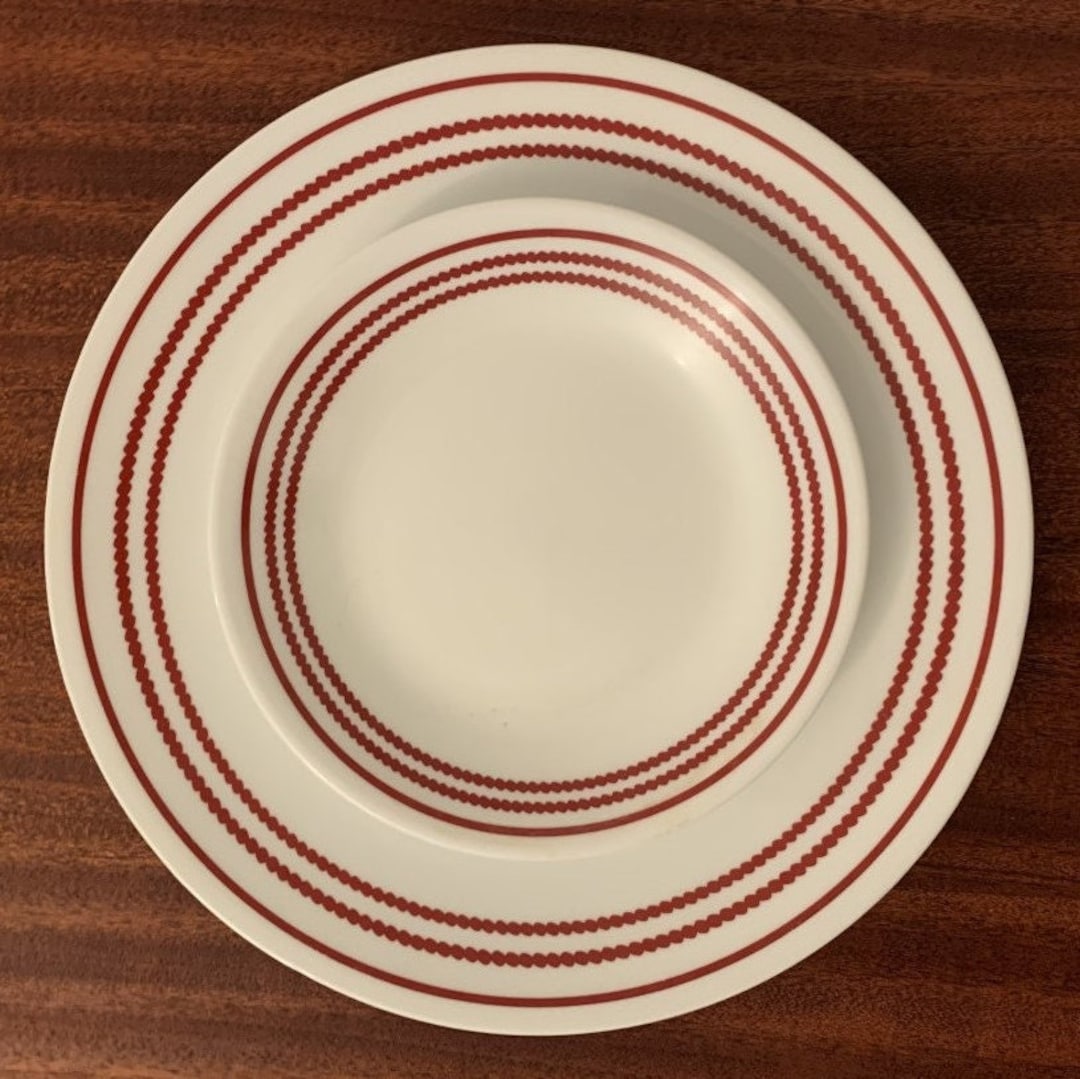 Corelle Ruby Red Pattern Five Piece Plate Set - Etsy