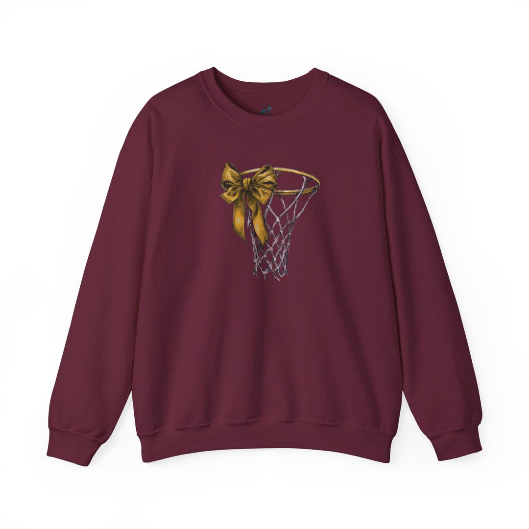 Maroon and Gold Basketball Hoop Sweatshirt, Sporty Crewneck Jumper ...