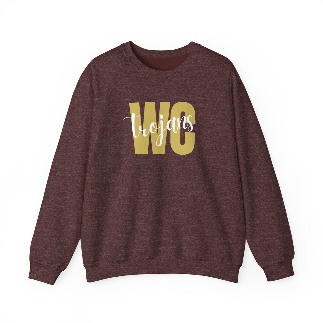 WC Trojans (cursive) - Unisex Heavy Blend™ Crewneck Sweatshirt - Etsy