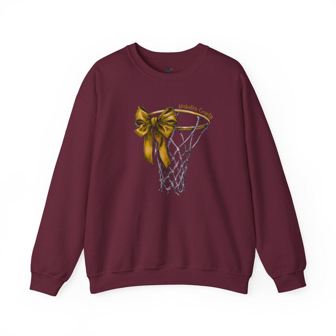 Maroon and Gold Basketball Hoop Crewneck Sweatshirt, Cute Girly Webster ...