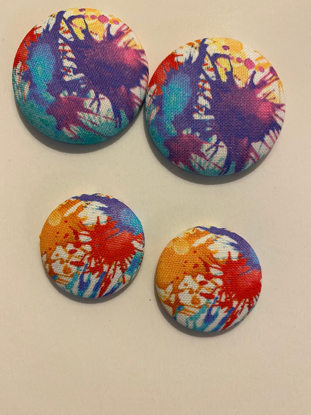 Paint Splatter Button Earrings, Fabric Button Earrings - Etsy