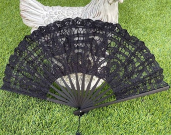 Victorian Battenburg Lace Fan,hand Held Fan With Bamboo Spine, Wedding ...