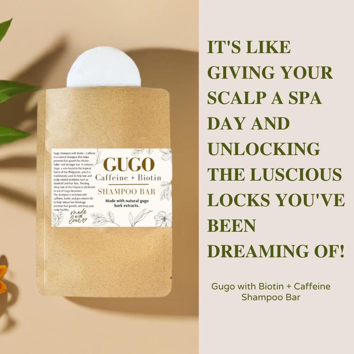 Gugo Shampoo Bar With Biotin + Caffeine - Etsy