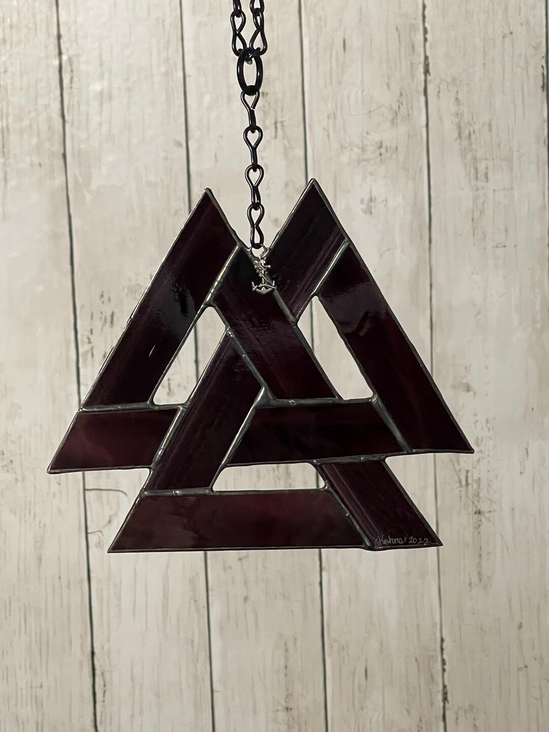 Viking Valknut Stained Glass Suncatcher #2 Opaque Purple - Etsy