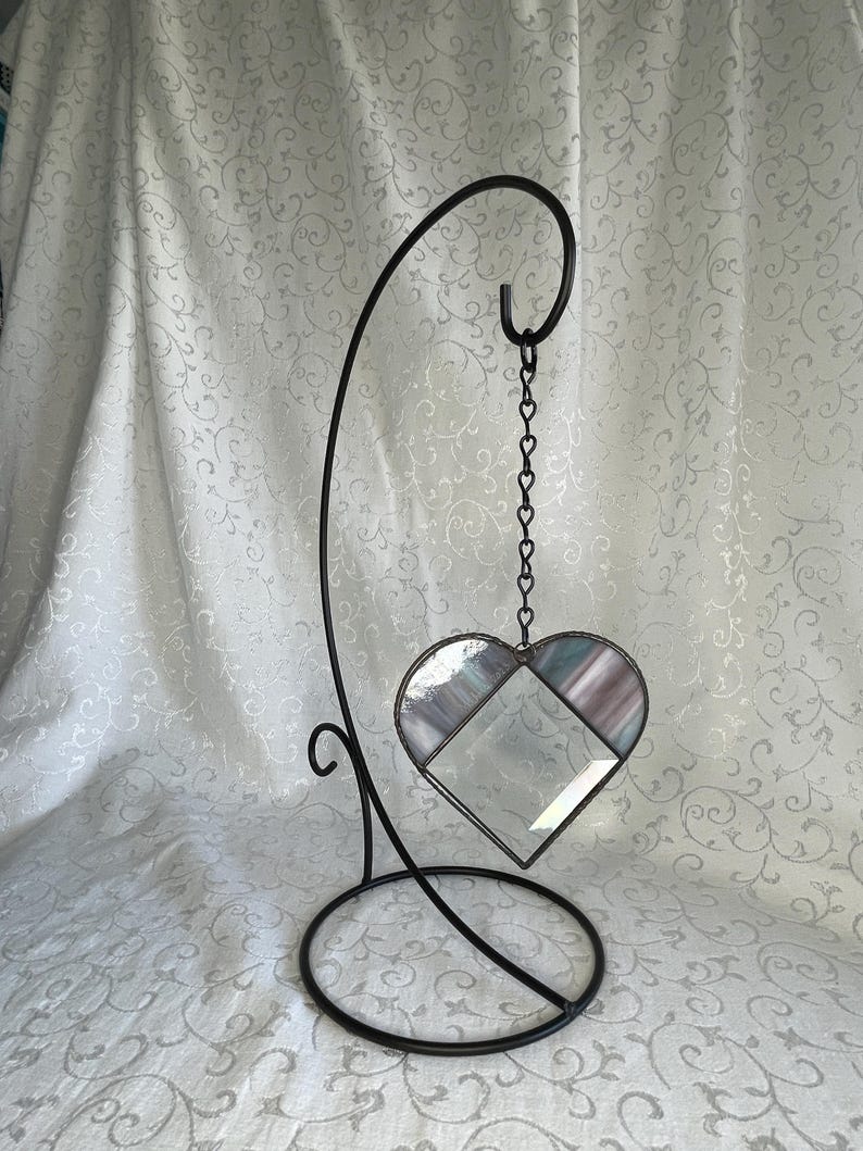 Purple Heart With Bevel Stained Glass Suncatcher - Etsy