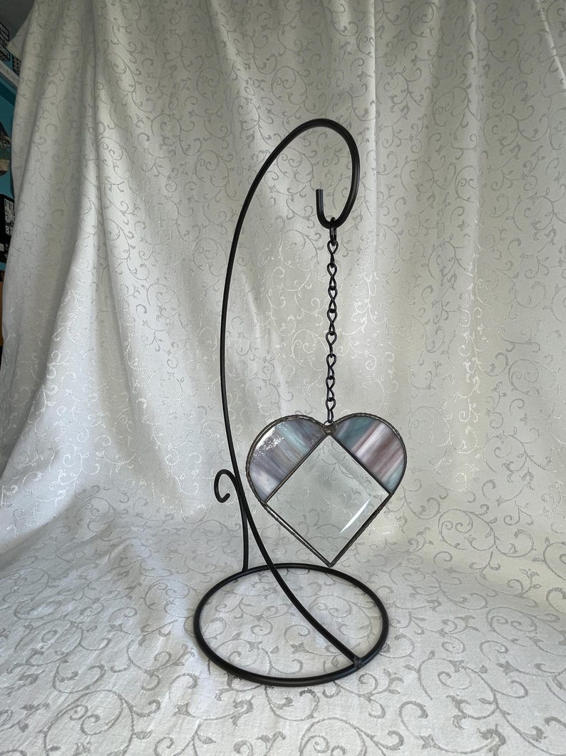 Purple Heart With Bevel Stained Glass Suncatcher - Etsy