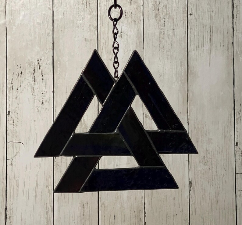 Viking Valknut Stained Glass Suncatcher #1 Deep Purple/pink - Etsy