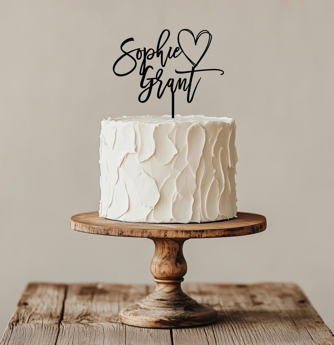 Rustic Wedding Cake Topper, Custom Names Cake Topper, Personalized Last ...