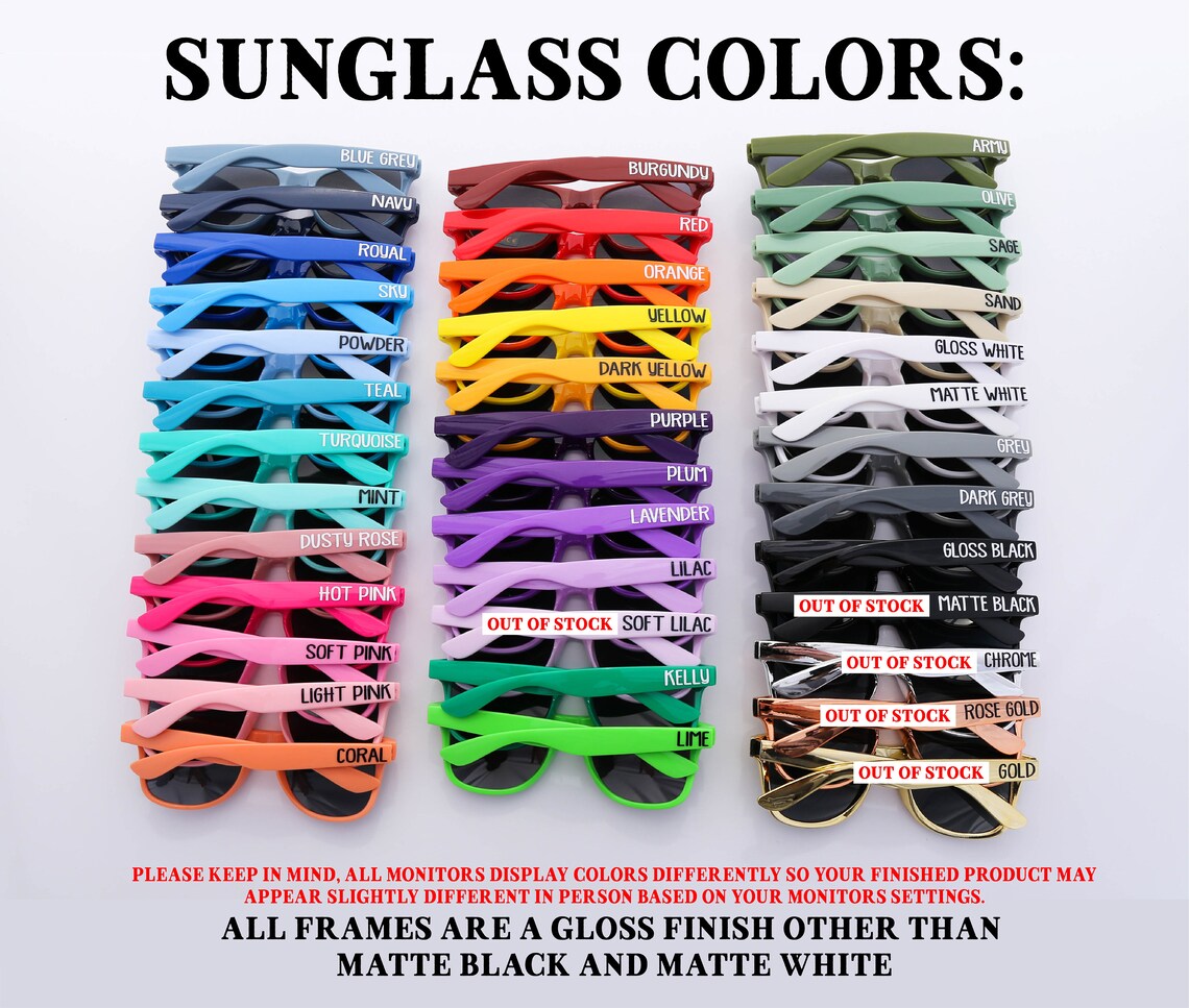 Custom Sunglasses Party Sunglasses Bridal Party - Etsy