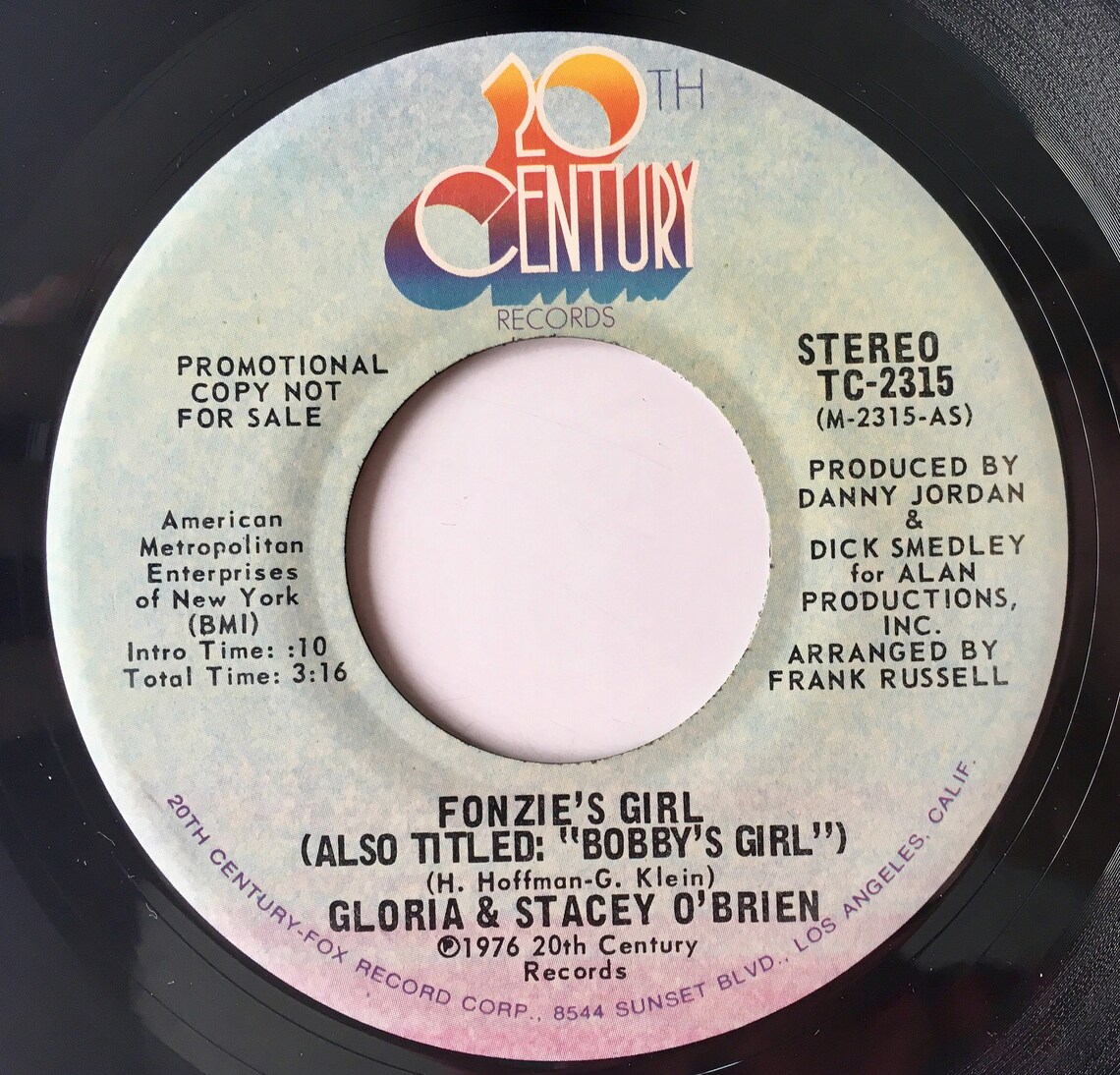 Gloria & Stacey O'brien - Fonzie's Girl 7' Single 45 RPM Vinyl Record ...