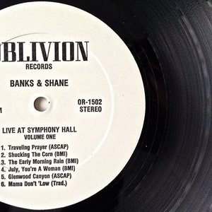 Banks & Shane - Live at Syphony Hall LP Vinyl Record Album, Oblivion ...