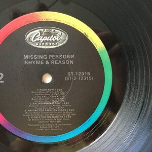 Missing Persons - Rhyme & Reason LP Vinyl Record Album, Capitol Records ...