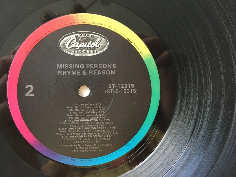 Missing Persons Rhyme & Reason LP Vinyl Record Album - Etsy