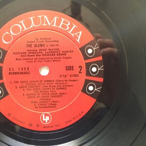 The Alamo Soundtrack LP Vinyl Record Album, Columbia - CL 1558, 1960 ...