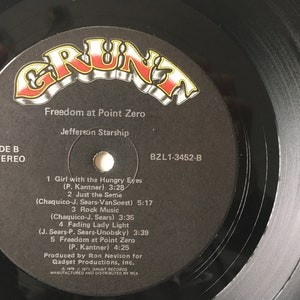 Jefferson Starship - Freedom at Point Zero LP Vinyl Record Album, Grunt ...