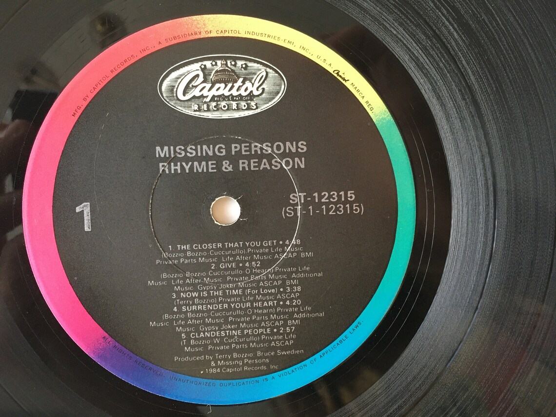 Missing Persons Rhyme & Reason LP Vinyl Record Album - Etsy